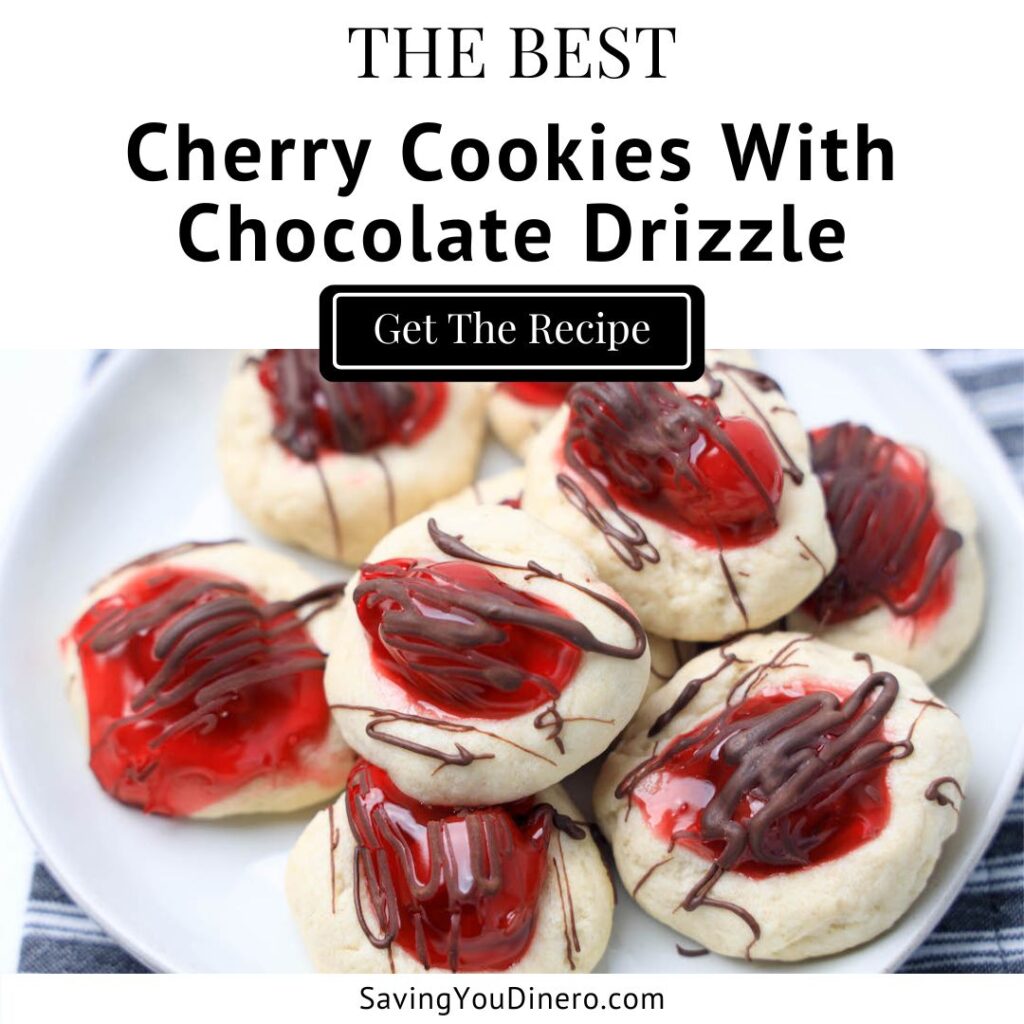 Best Cherry Cookies Recipe With Chocolate Drizzle - Saving You Dinero